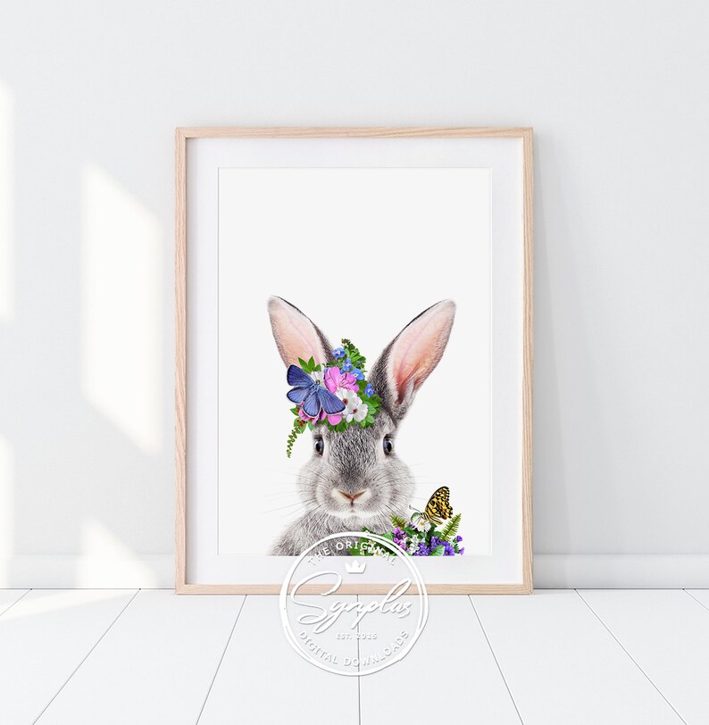 Baby Animals Print, Nursery Animal Prints, Animals Flower Crown, Set 3 ...