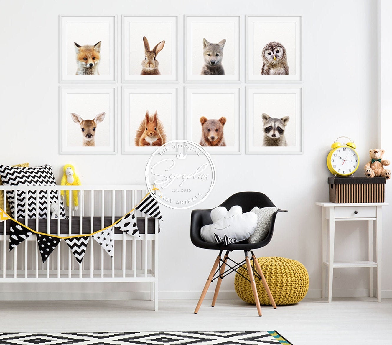 Woodland Nursery Decor Baby Animals Set 8 Fox Bear Deer Wolf | Etsy