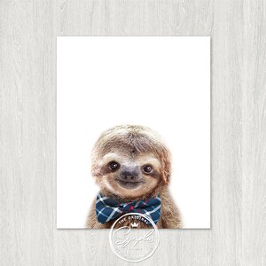 Baby Sloth With Bow Tie Print, Baby Animals & Bow Ties, Nursery Decor ...