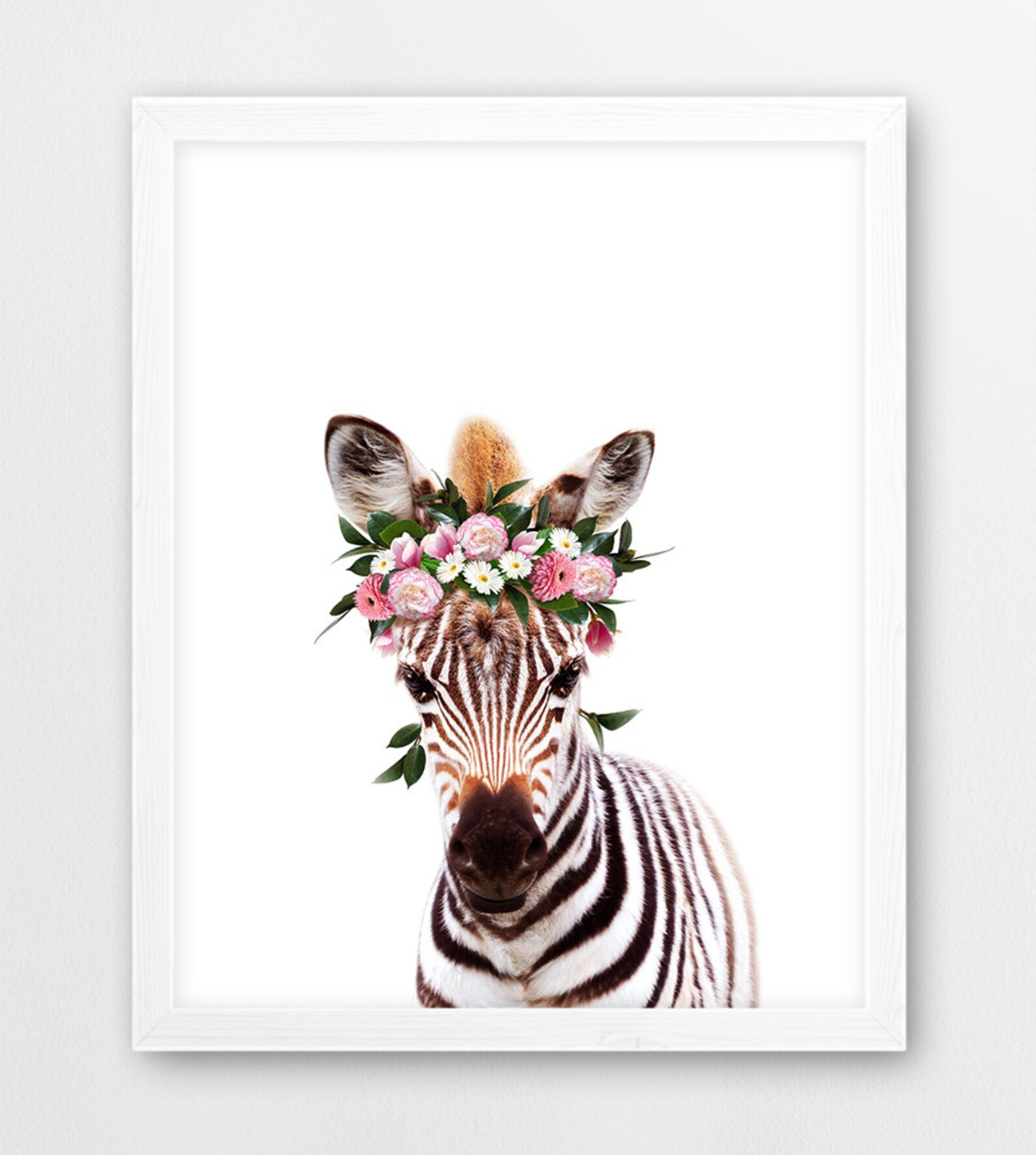 Baby Zebra Print, Flower Crown, Baby Animals, Safari Nursery Decor ...