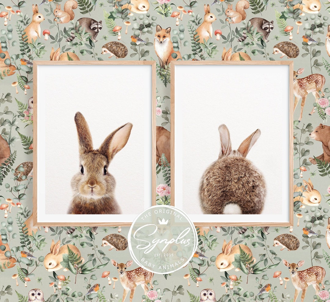 Bunny Butt, Rabbit Print, Set of 2, Baby Animal Prints, Bunny Tail ...