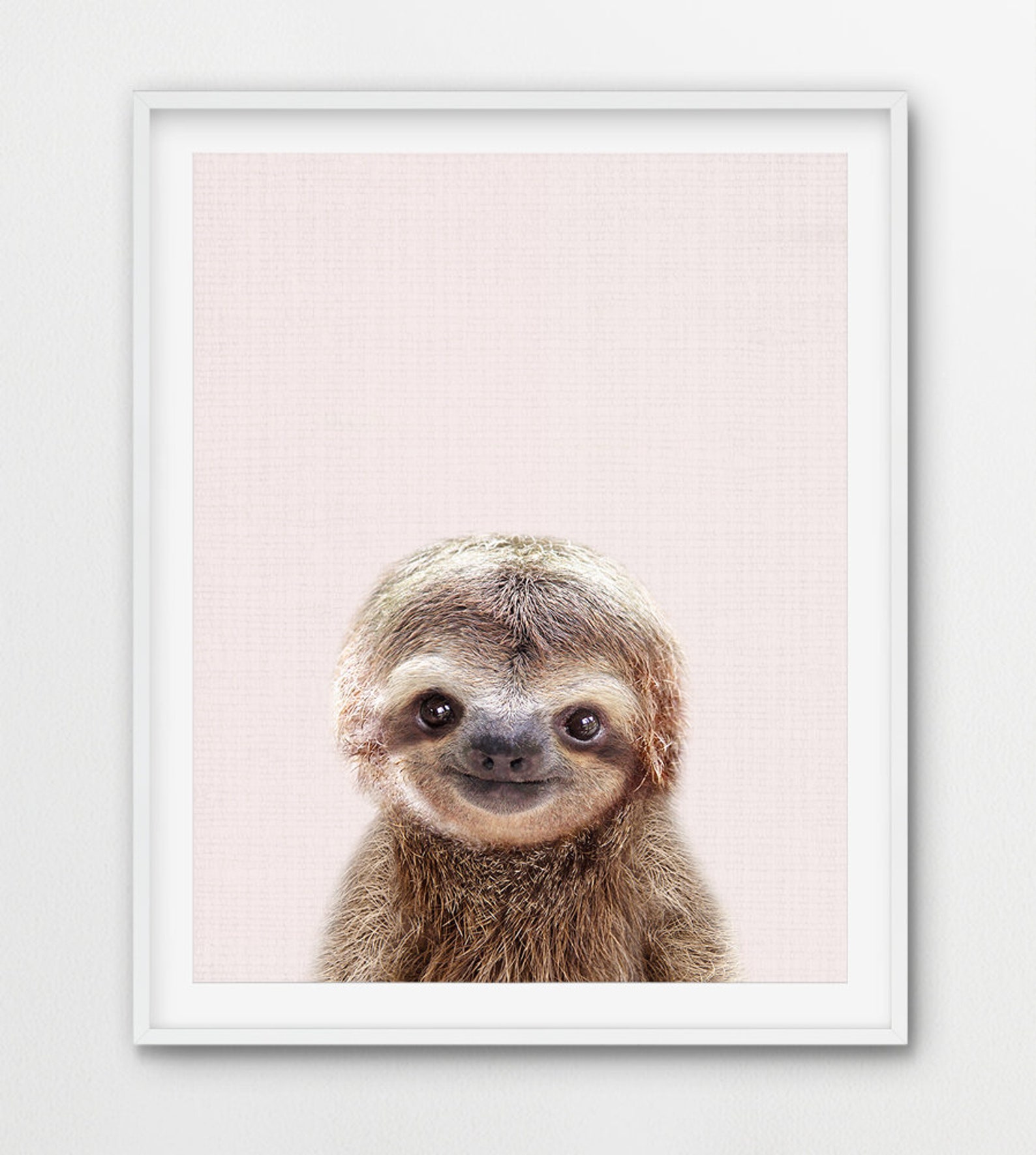 Baby Sloth Print, Pink Nursery Wall Art, Woodland Nursery Decor, Baby ...