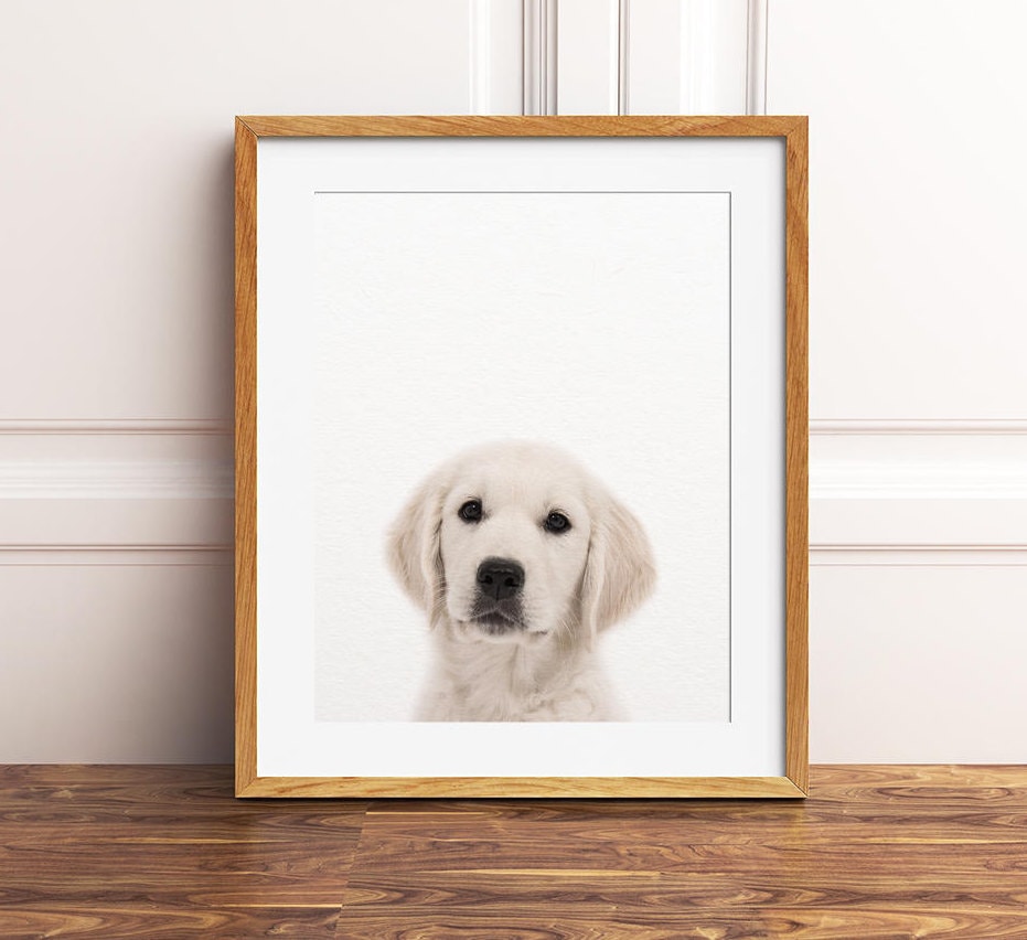 Dog Print, Baby Animal Art, Puppy Print, Nursery Art, Golden Retriever ...