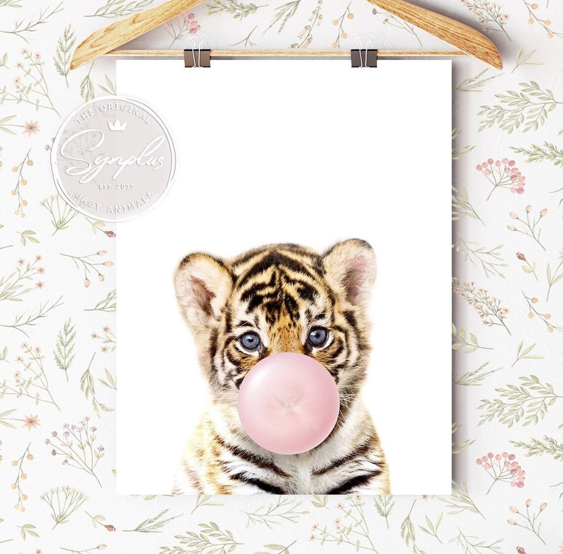 Baby Tiger With Bubble Gum Tiger Cub Blowing Bubble Gum | Etsy