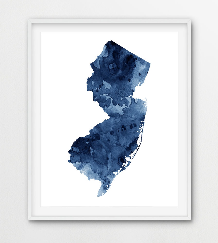 New Jersey Print New Jersey State Map New Jersey Wall Art - Etsy