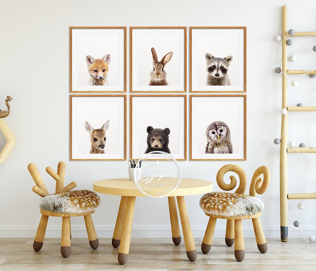 Woodland Animals Print, Nursery Decor, Baby Animal Prints Set 6, Bunny ...