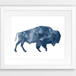 Buffalo Print Geometric Wall Art Buffalo Navy Blue Art | Etsy