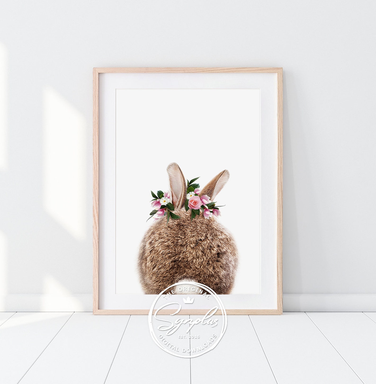 Bunny Rabbit Print, Set of 2 Bunny Prints, Bunny With Flower Crown ...