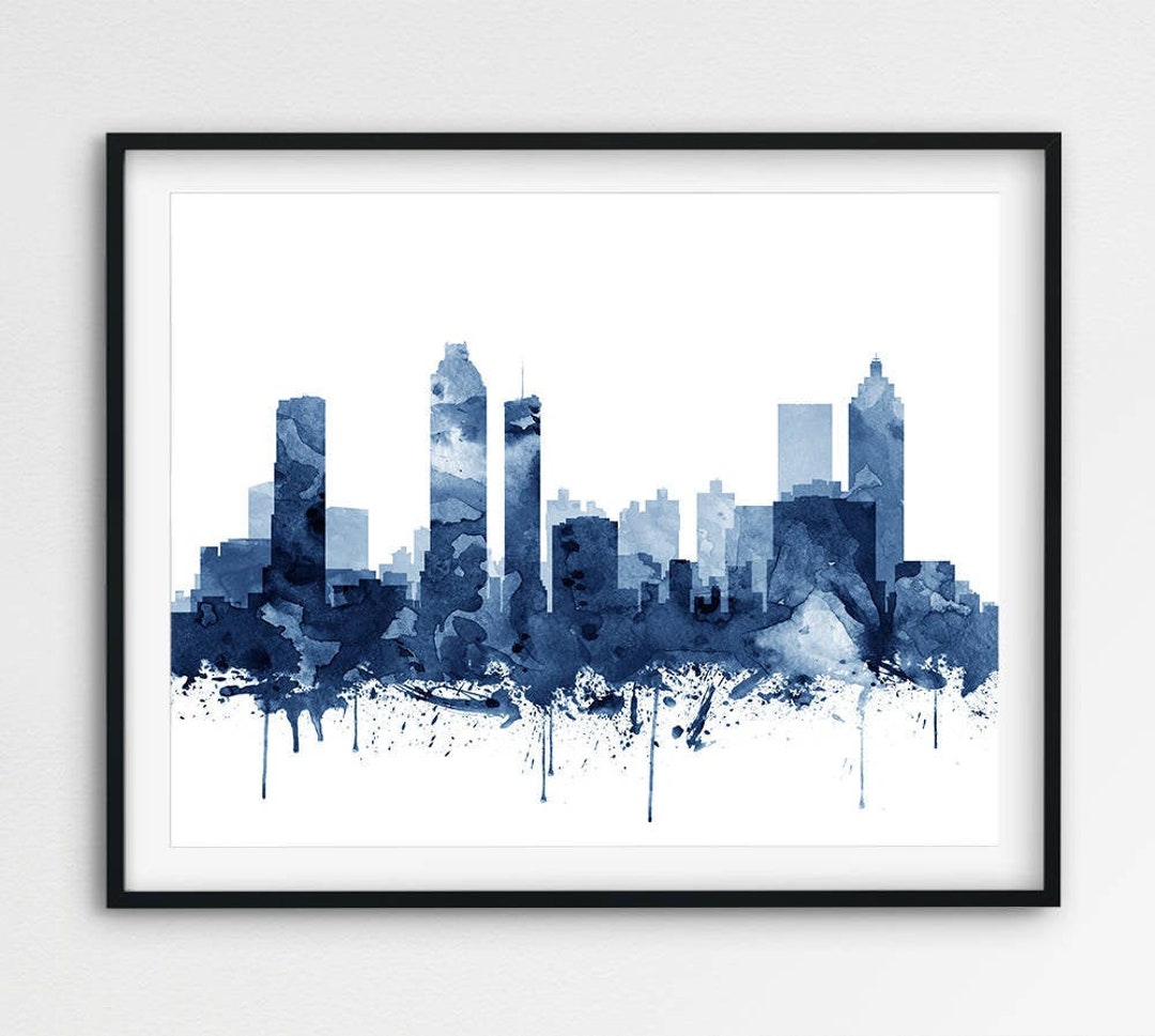 Atlanta City Print, Atlanta Skyline Wall Art, Atlanta Cityscape ...