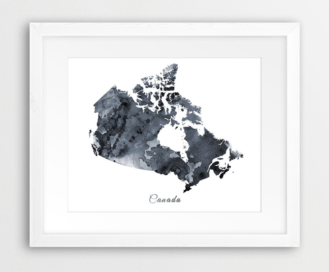 Canada Watercolor Map, Canada Watercolor Grey Black White, Canada ...