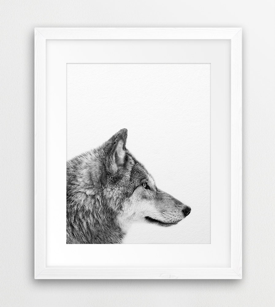 Wolf Print Woodland Nursery Decor Wolf Photo Black & White - Etsy