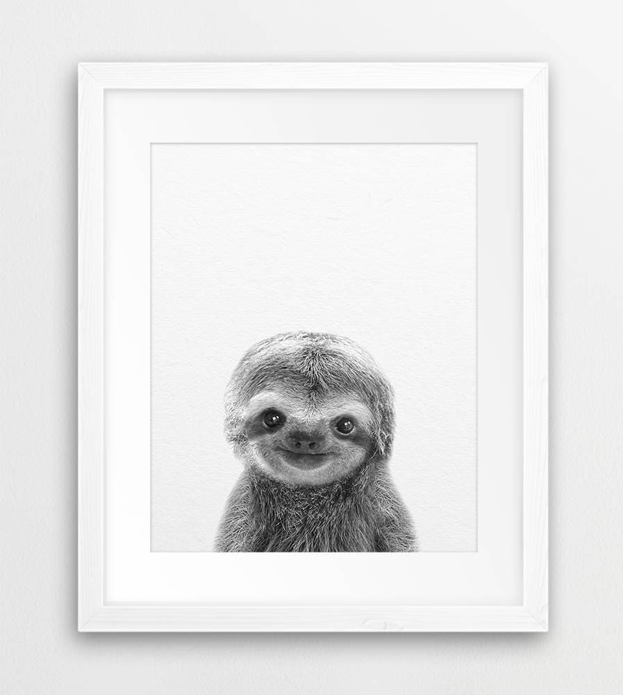 Baby Sloth Print Nursery Decor Baby Animal Prints Black & | Etsy