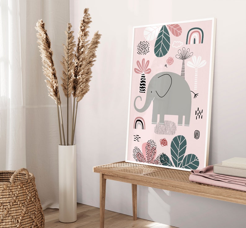 Safari Nursery Wall Prints Boho Nursery Set of 6 Prints Pink - Etsy