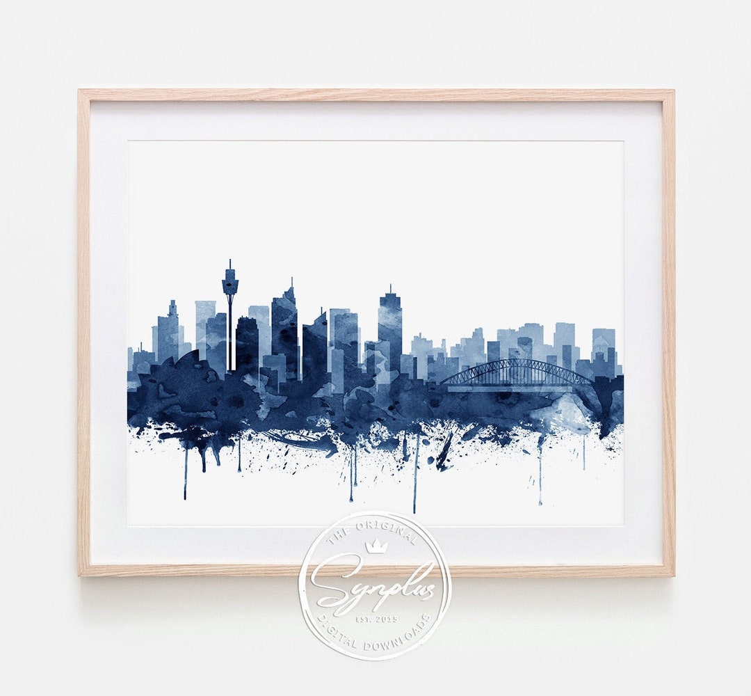 Sydney Skyline Print, Sydney Australia Cityscape, Sydney Watercolor ...