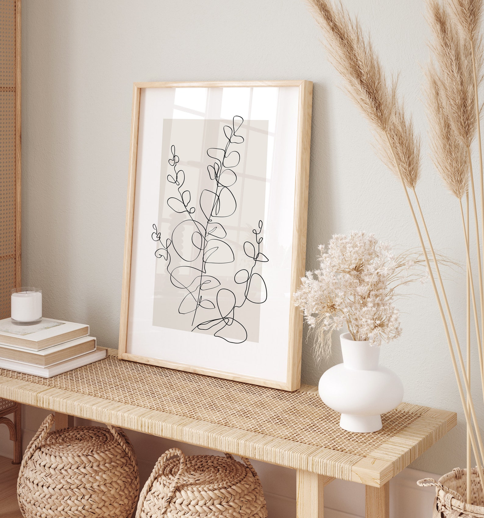 Neutral Wall Art Prints Botanical Line Art Set of 3 Beige - Etsy
