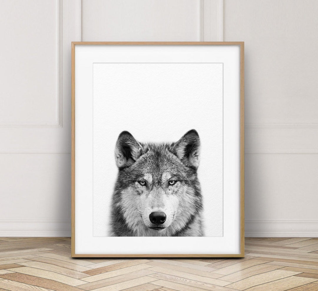 Wolf Print, Grey Wolf Print, Black and White, Woodland Animals, Animal ...