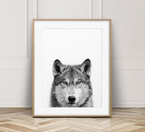 Wolf Print Grey Wolf Print Black and White Woodland | Etsy