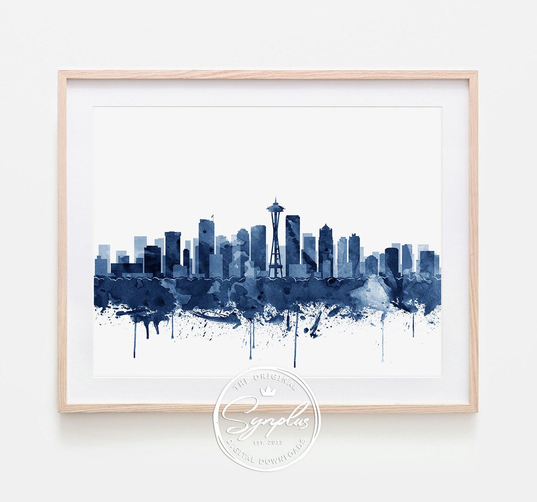 Seattle Skyline Print, Seattle Art, Washington Cityscape, Seattle ...