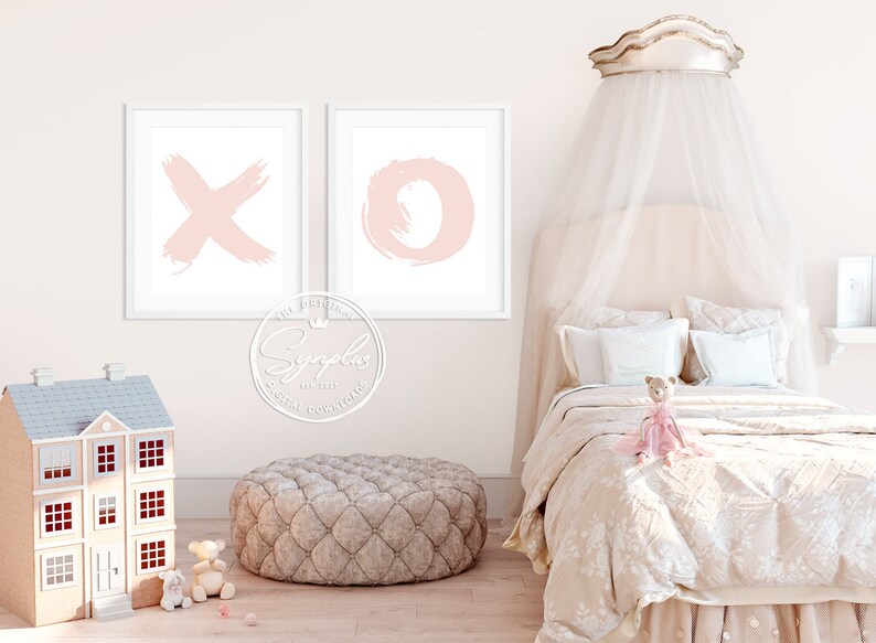 X and O Prints Blush Pink Decor X O Print Set Nursery Wall - Etsy