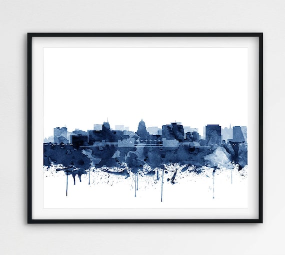 Madison Skyline Print Madison Wisconsin Cityscape Madison | Etsy