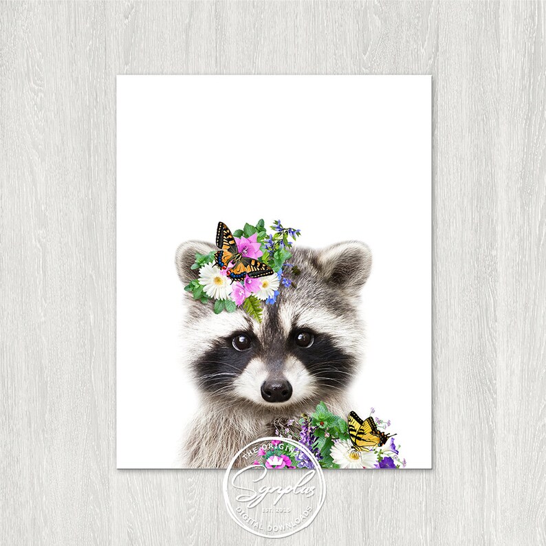 Baby Animals Print, Nursery Animal Prints, Animals Flower Crown, Set 3 ...