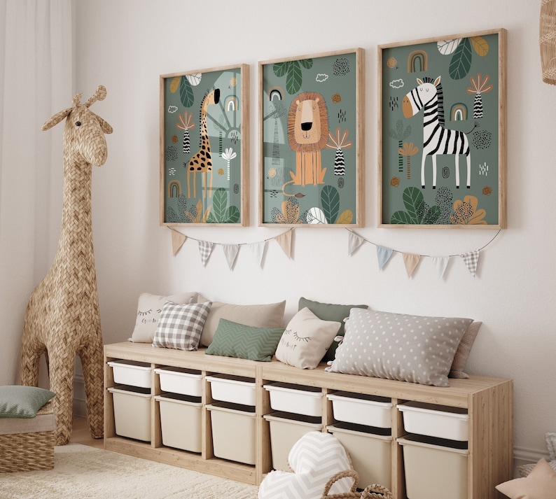 Safari Nursery Wall Prints Boho Nursery Prints Set of 3 - Etsy