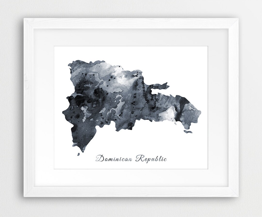 Dominican Republic Map Print, Watercolor Country, Dominican Republic ...