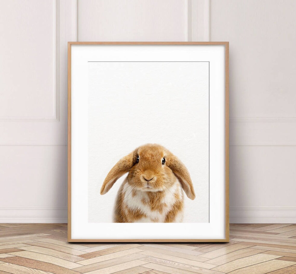 Bunny Print Nursery Wall Art Rabbit Print Woodland Nursery | Etsy