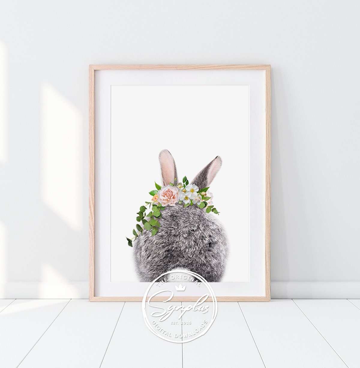 Rabbit Print Set of 2 Bunny Prints Bunny Flower Crown Bunny | Etsy
