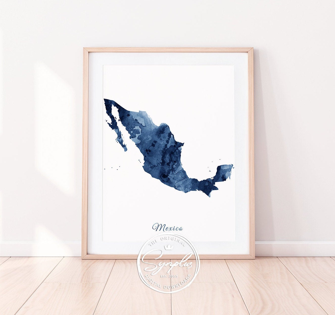 Mexico Map Print Mexico Wall Art Mexico Watercolor Deep | Etsy