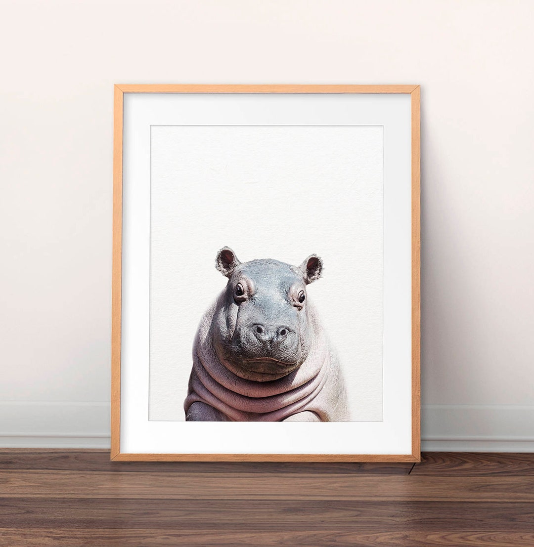 Hippo Print, Baby Hippo, Nursery Decor, Safari Animal Nursery, Baby ...