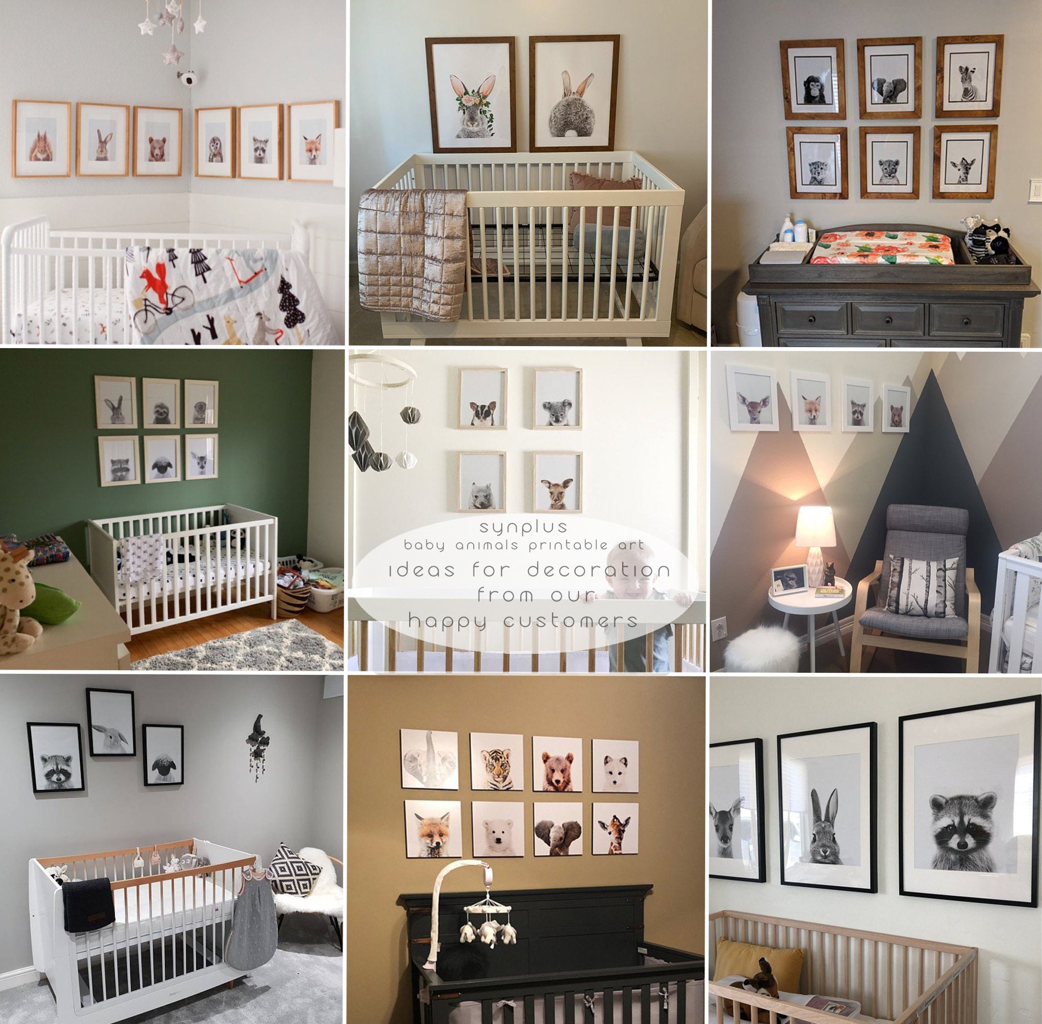 Safari Nursery Decor Baby Animals Set 6 Lion Zebra Elephant - Etsy