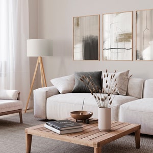 Modern Neutral Wall Art Set of 3 Abstract Prints, Simple Abstract ...