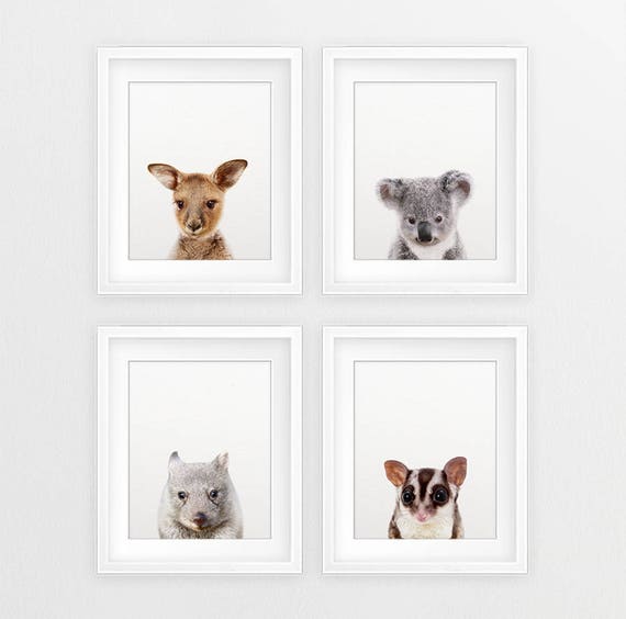 Australian Animals Print Baby Animals Set 4 Nursery Decor | Etsy