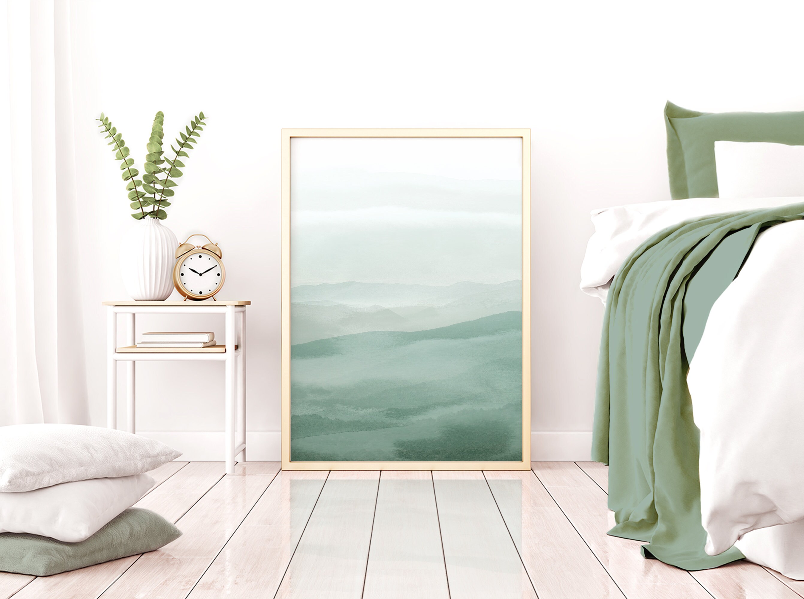 Set of 3 Sage Green Abstract Print Neutral Landscape - Etsy