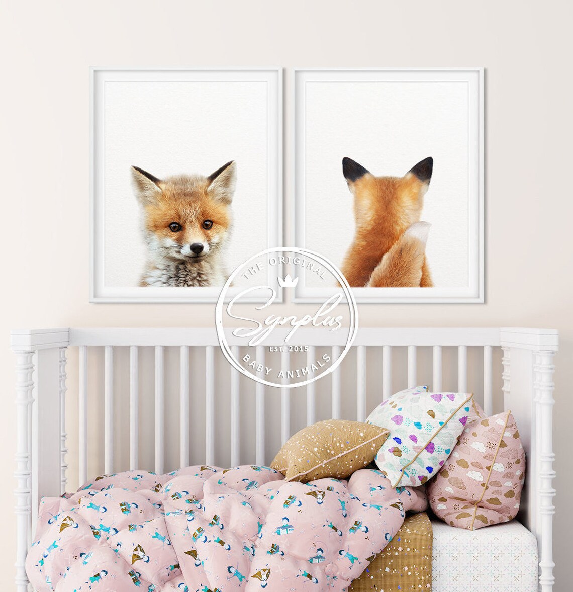 Set of 2 Baby Fox Print, Fox Tail Print, Woodland Nursery Decor, Baby ...