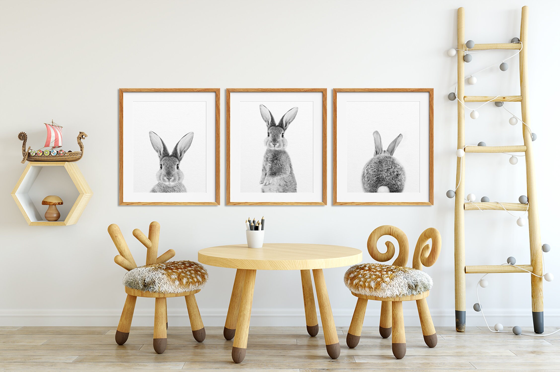Nursery Decor, Rabbit Print, Standing Bunny Print, Nursery Wall Art ...