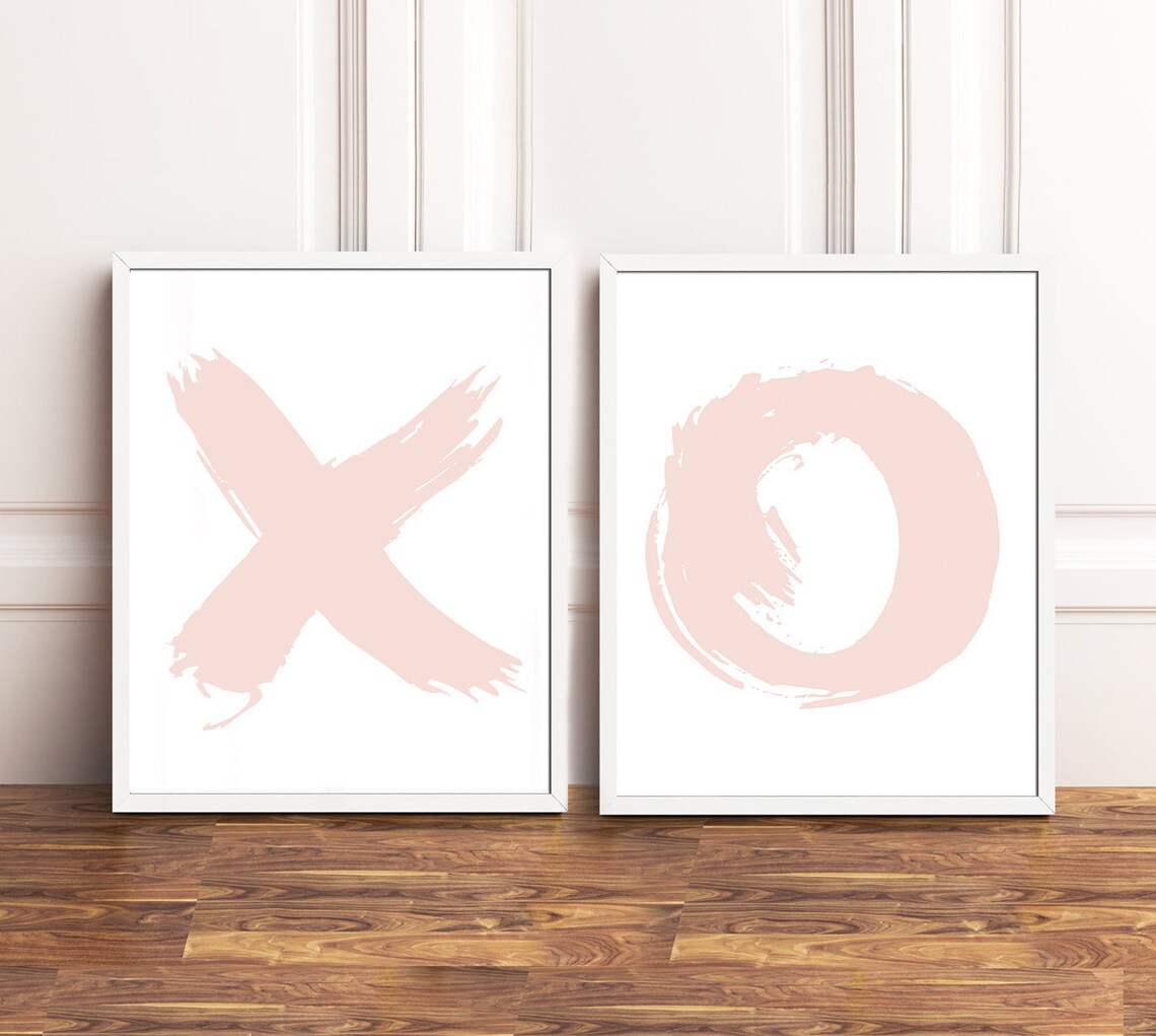 X and O Prints, Blush Pink Decor, X O Print Set, Nursery Wall Art, Pink ...