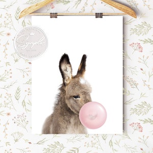 Baby Donkey With Bubble Gum Print, Baby Donkey Blowing Bubble Gum ...