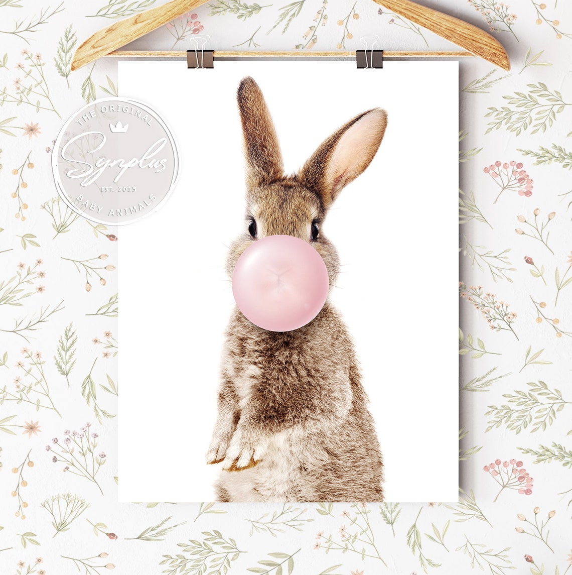 Brown Bunny With Bubble Gum Print Baby Rabbit Blowing Bubble - Etsy