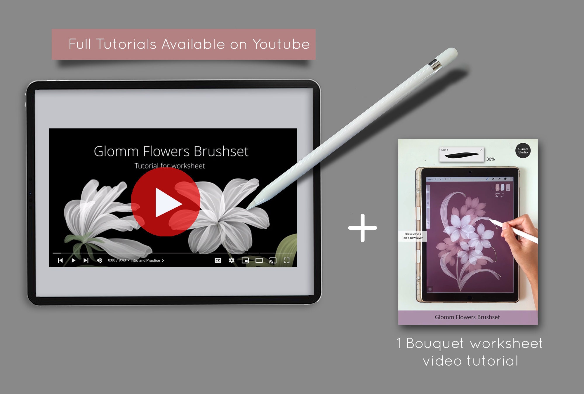 Glomm Flowers Brushset for Procreate (15 Brushes), Single-stroke Flower ...