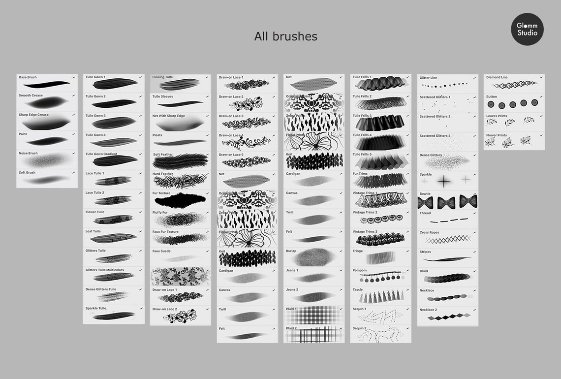 Glomm Fashion Brushset for Procreate 80 Brushes FREE 8 Models - Etsy