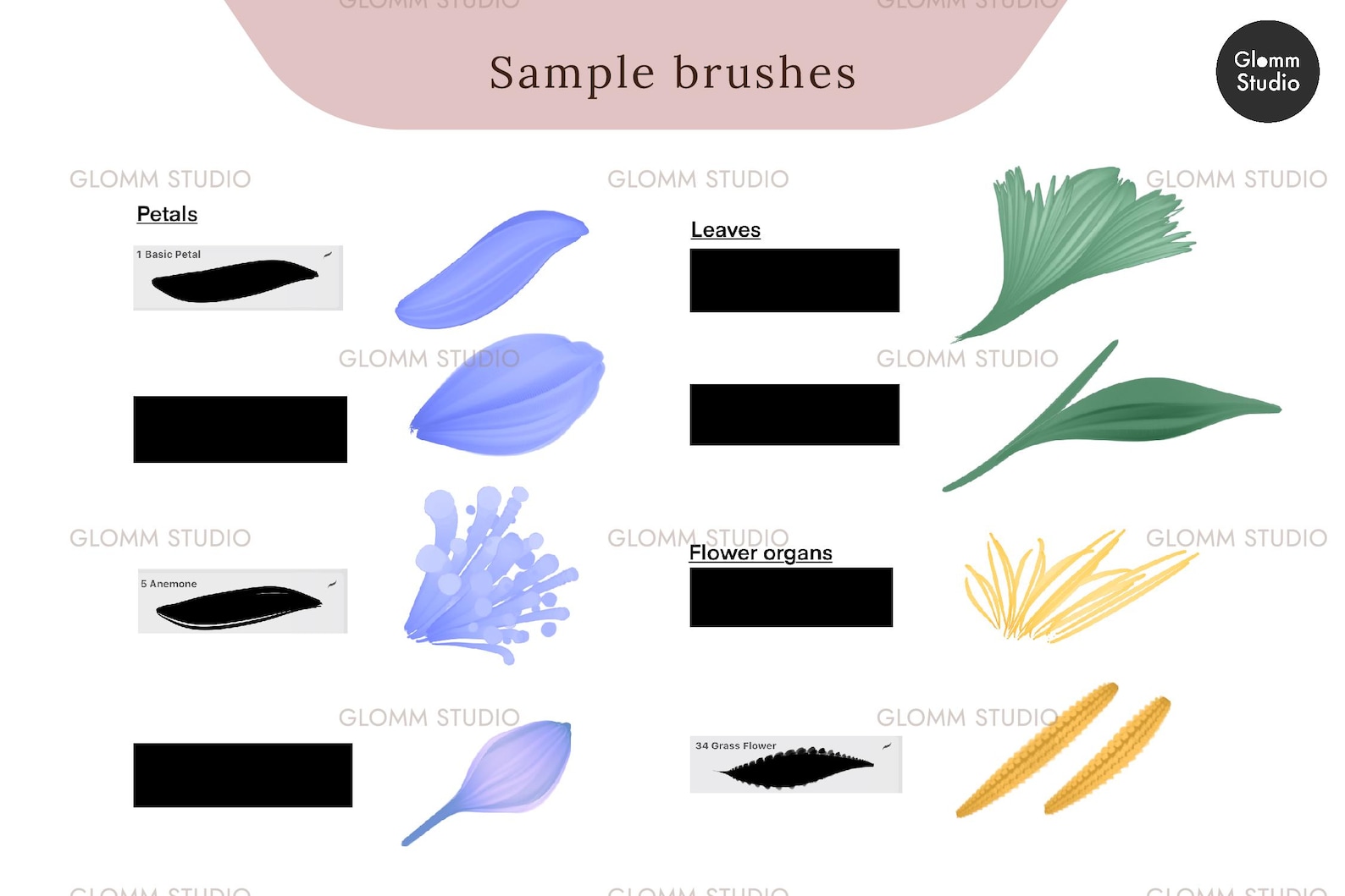 Procreate Glomm Magic Flower Brush Set: 35 Single Stroke Brushes - Etsy