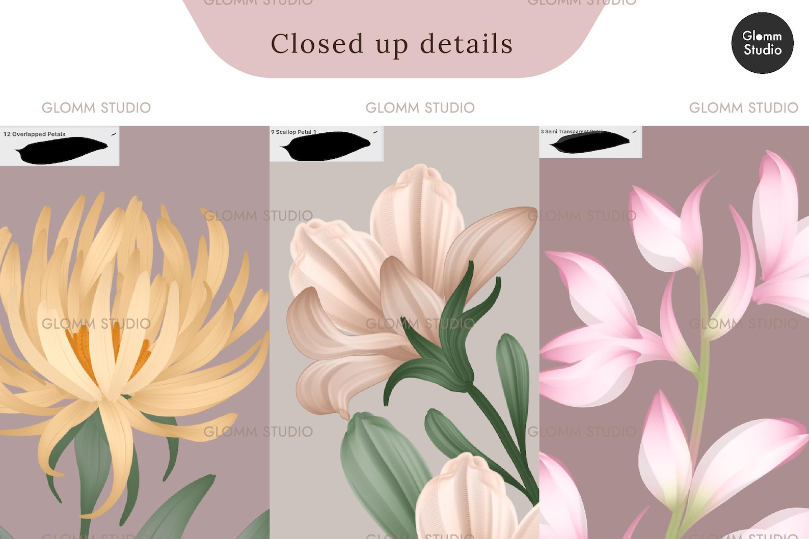 Procreate Glomm Magic Flower Brush Set: 35 Single Stroke Brushes - Etsy
