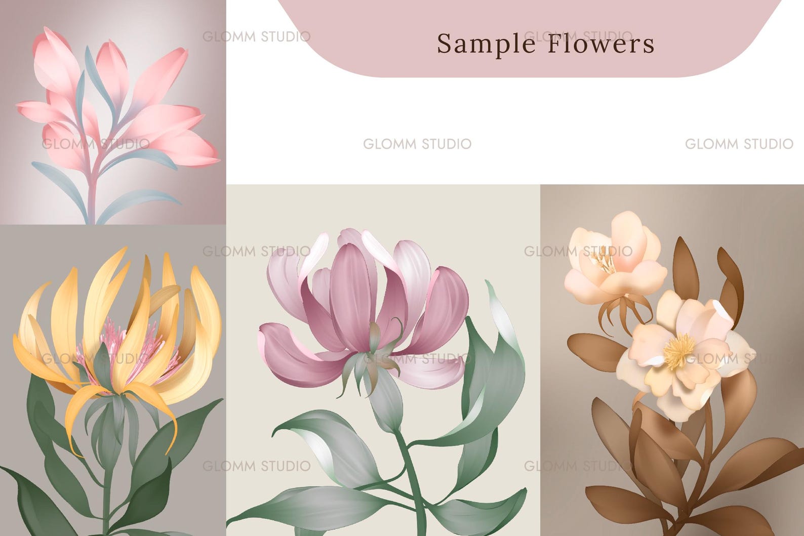 Procreate Glomm Magic Flower Brush Set: 35 Single Stroke Brushes - Etsy