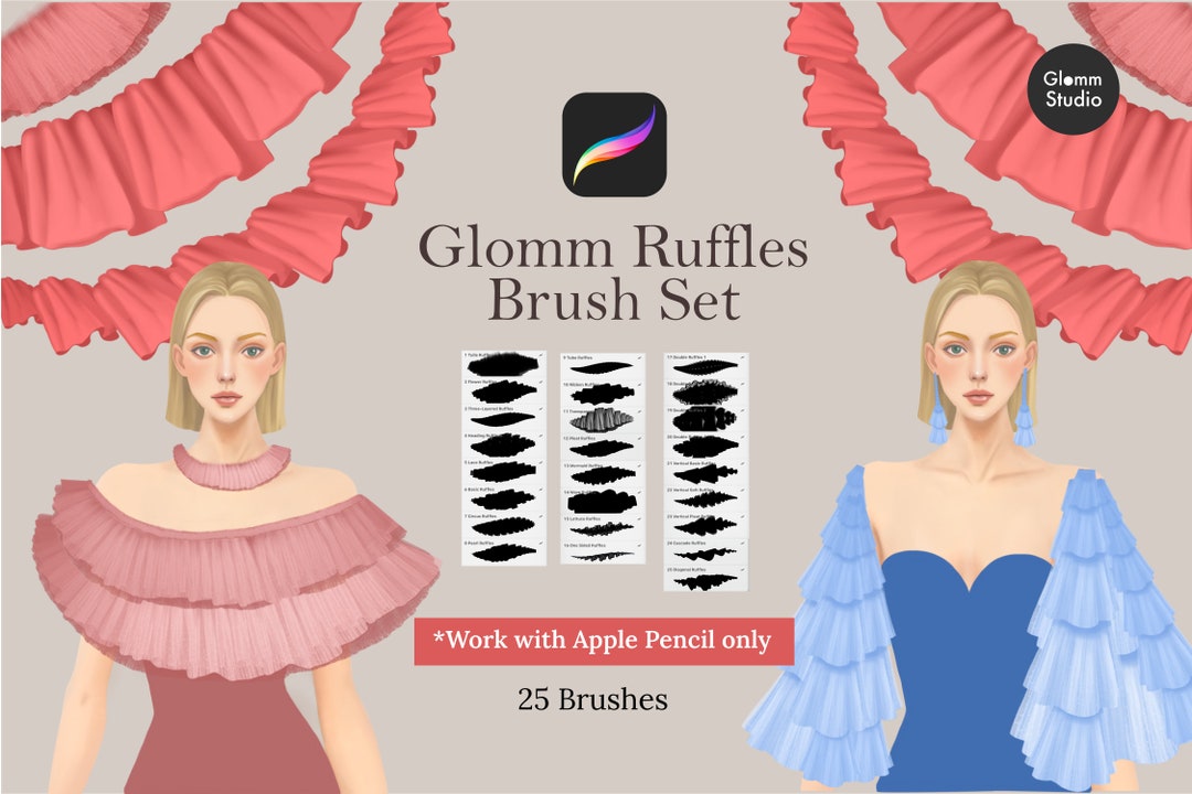 Glomm Ruffles for Procreate 25 Brushes, Procreate Cloth Brush - Etsy