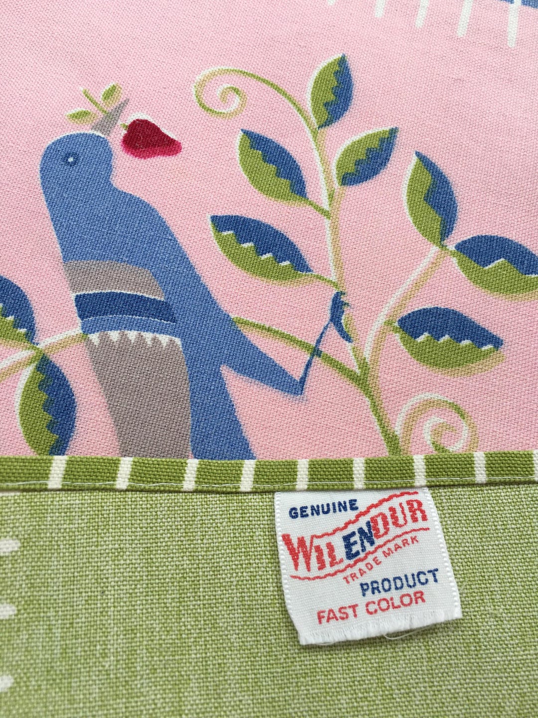 Vintage Wilendur Tablecloth~pennsylvania Dutch ~pink Blue Green…birds ...