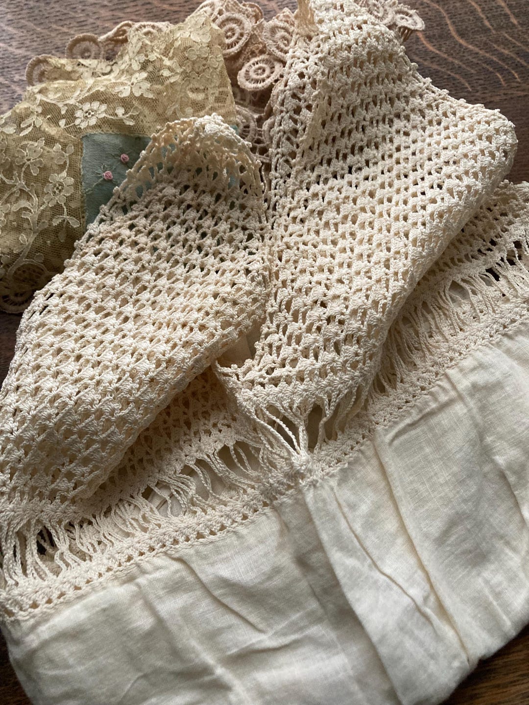 Antique Muslin & Crocheted Top Slip Chemise ~ Crochet Yoke ~ Completely ...