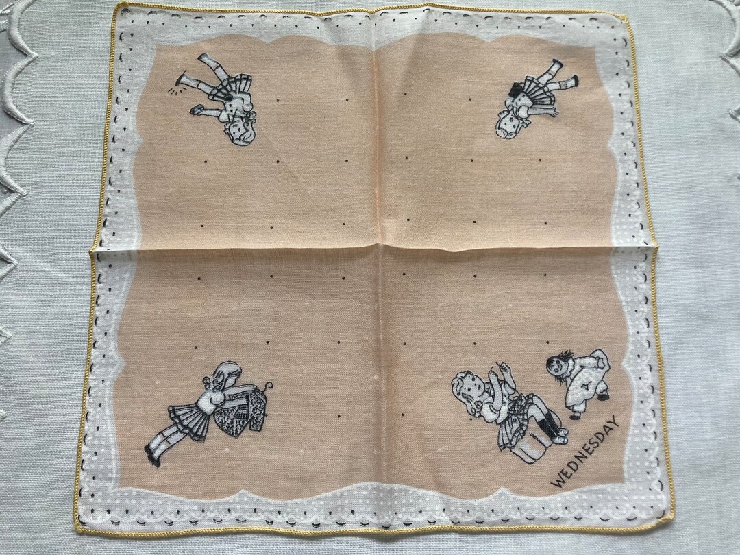 Wednesday *sewing Mending Shoe-shining ~vintage Child's Hanky~day of ...