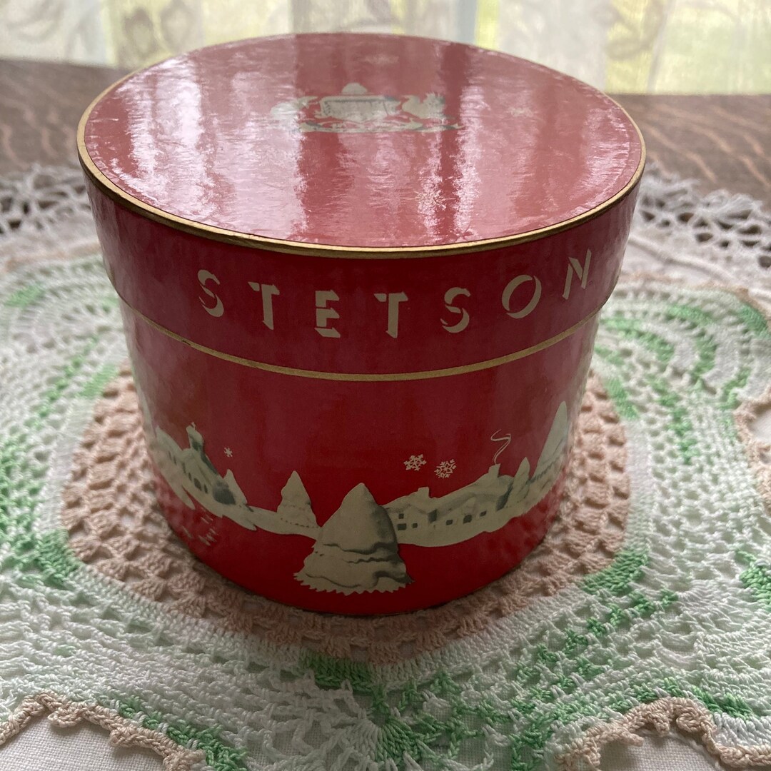 Miniature Red Stetson Salesman Size Hat Boxoriginal Christmas Themegift ...